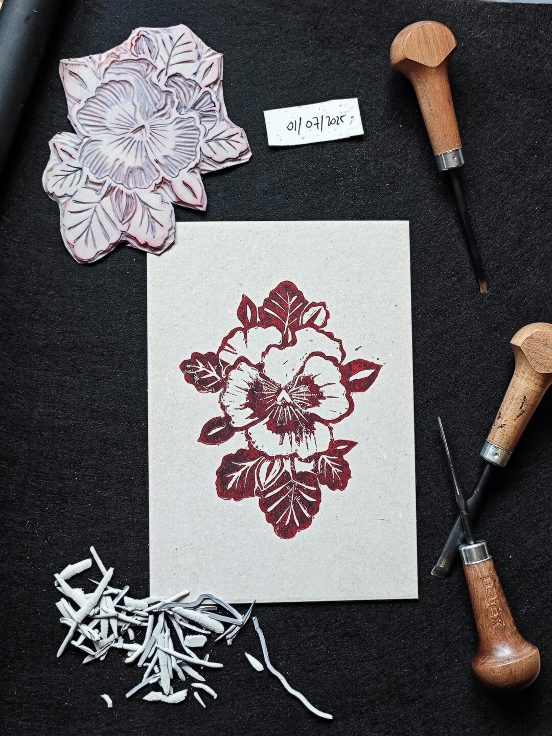 Linocut Flower - Etsy