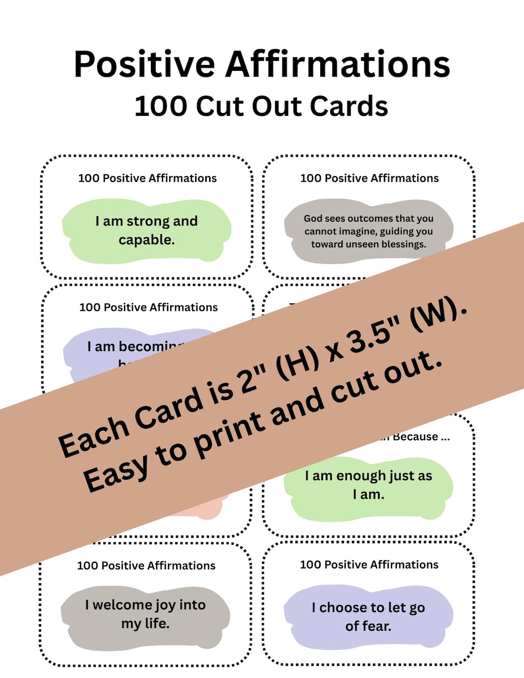 100 Positive Affirmations Cards | Printable Inspiration (digital ...