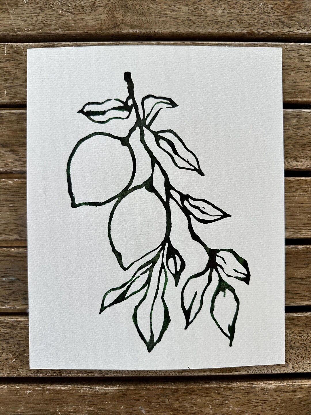Linocut of Lemon | Lemon Hand Stamped | Original Art | 8x10 | Block ...