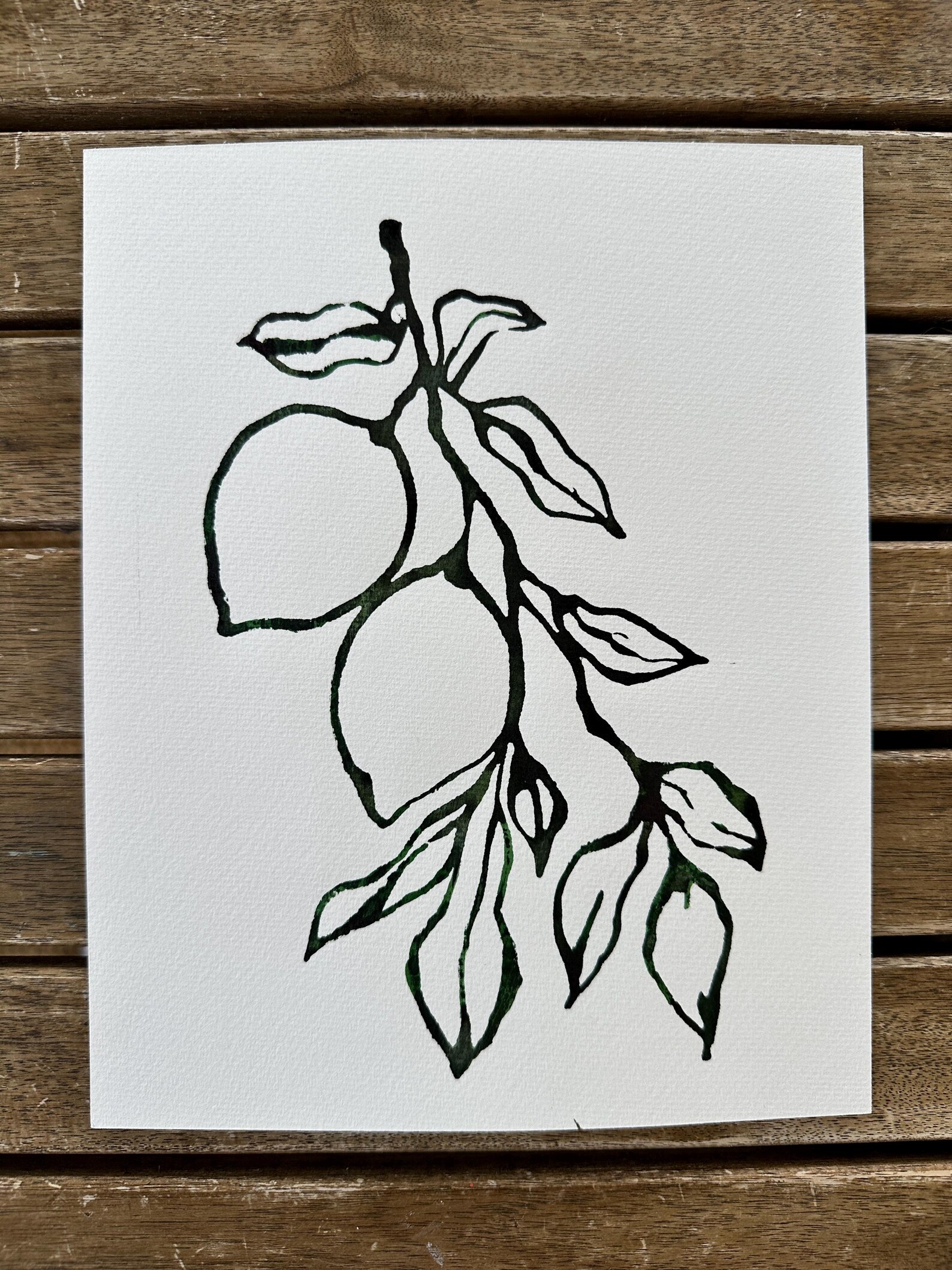 Linocut of Lemon | Lemon Hand Stamped | Original Art | 8x10 | Block ...
