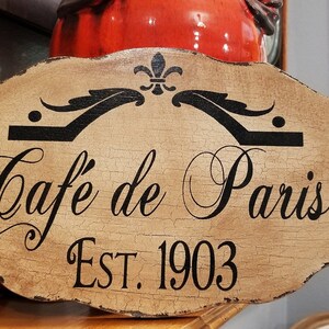Cafe' De Paris Sign | 16x9 | French Kitchen Sign | French Sign | French ...
