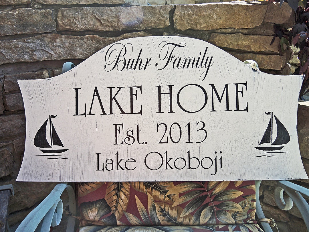 Custom LAKE House Sign | CABIN Sign | BEACH Home Sign | 14x28 | Custom ...