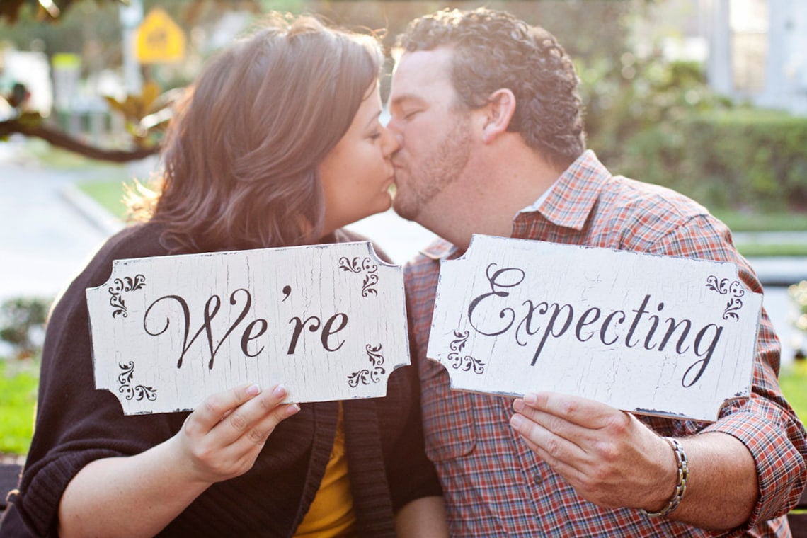 WE'RE EXPECTING Signs Baby Announcement Signs 10x5 Set of 2 Social ...