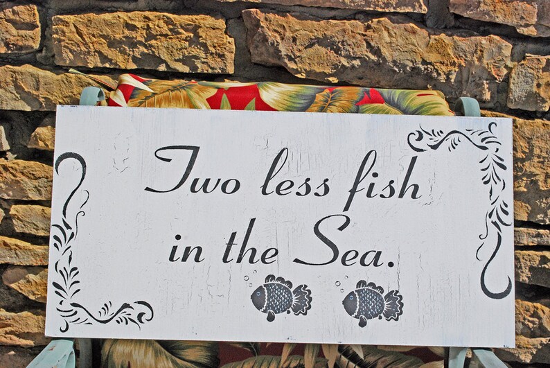 WEDDING Signs Two Less Fish In The SEA 22x10 Beach | Etsy