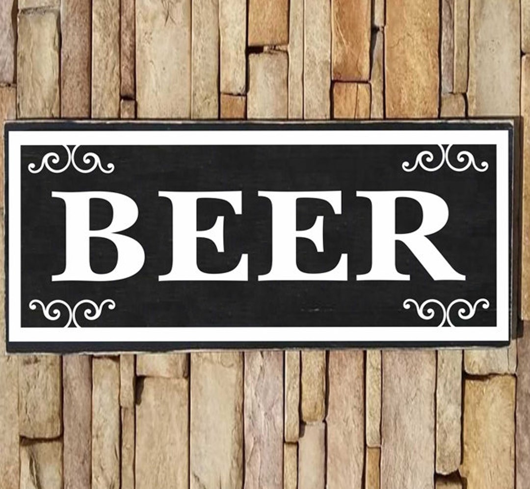 BEER Sign | Wedding Sign | WINE SIGN | Vintage Style Sign 18x7 | Bar ...