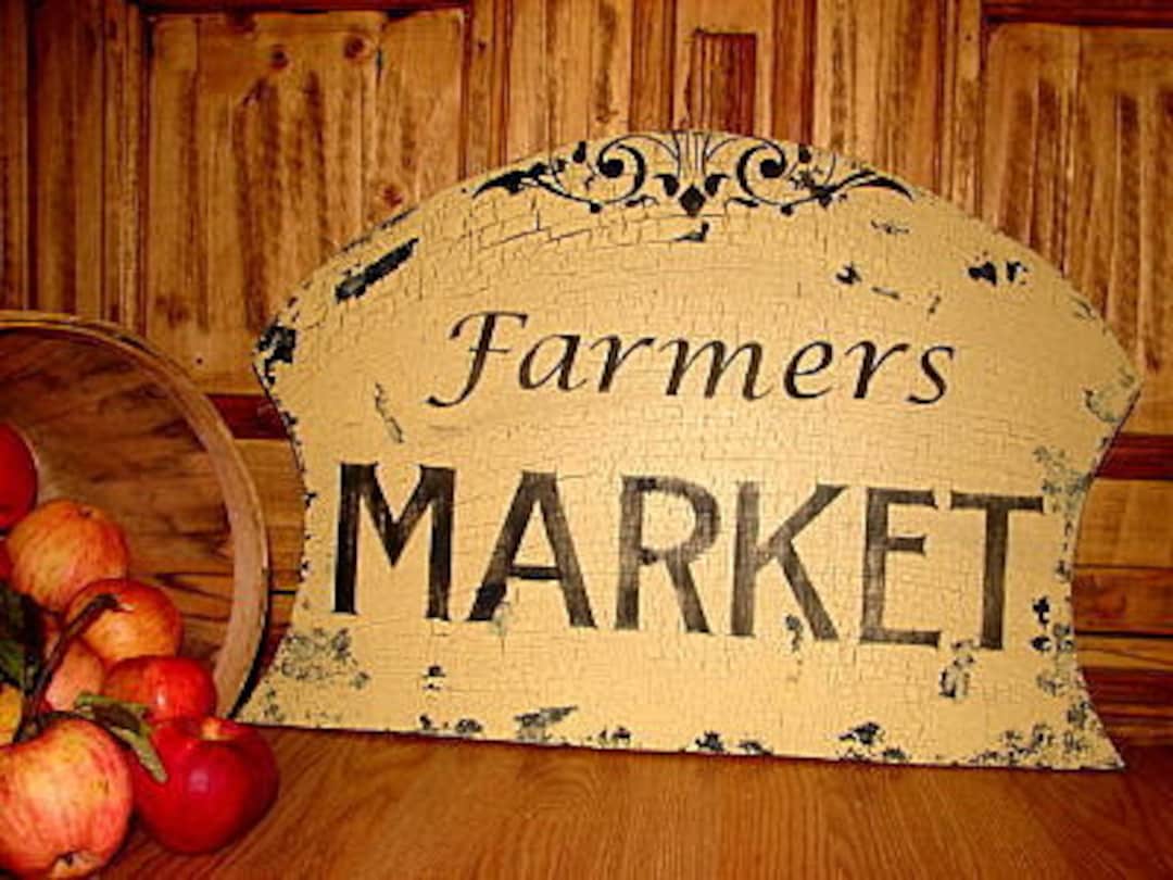 Farmers MARKET Sign 24X12 Vintage Style Sign - Kitchen Signs- Farmers ...