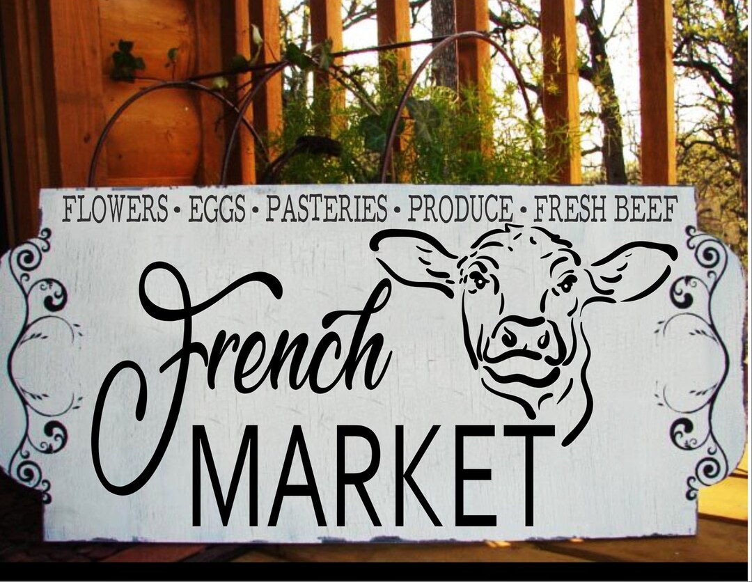 French MARKET Sign 12x24 Kitchen Signs Farmhouse Signs Dining Signs ...