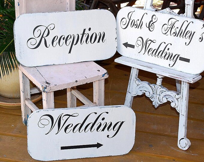 RECEPTION / COCKTAILS / NAMES Wedding Signs Set of Three 15 X - Etsy