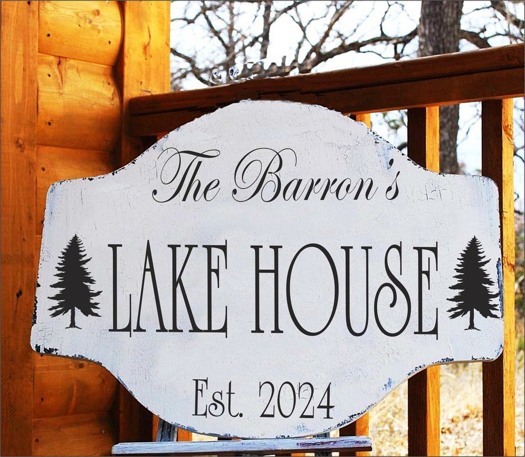 Custom LAKE House Sign | BEACH House Sign | CABIN Sign | 24x18 | With ...