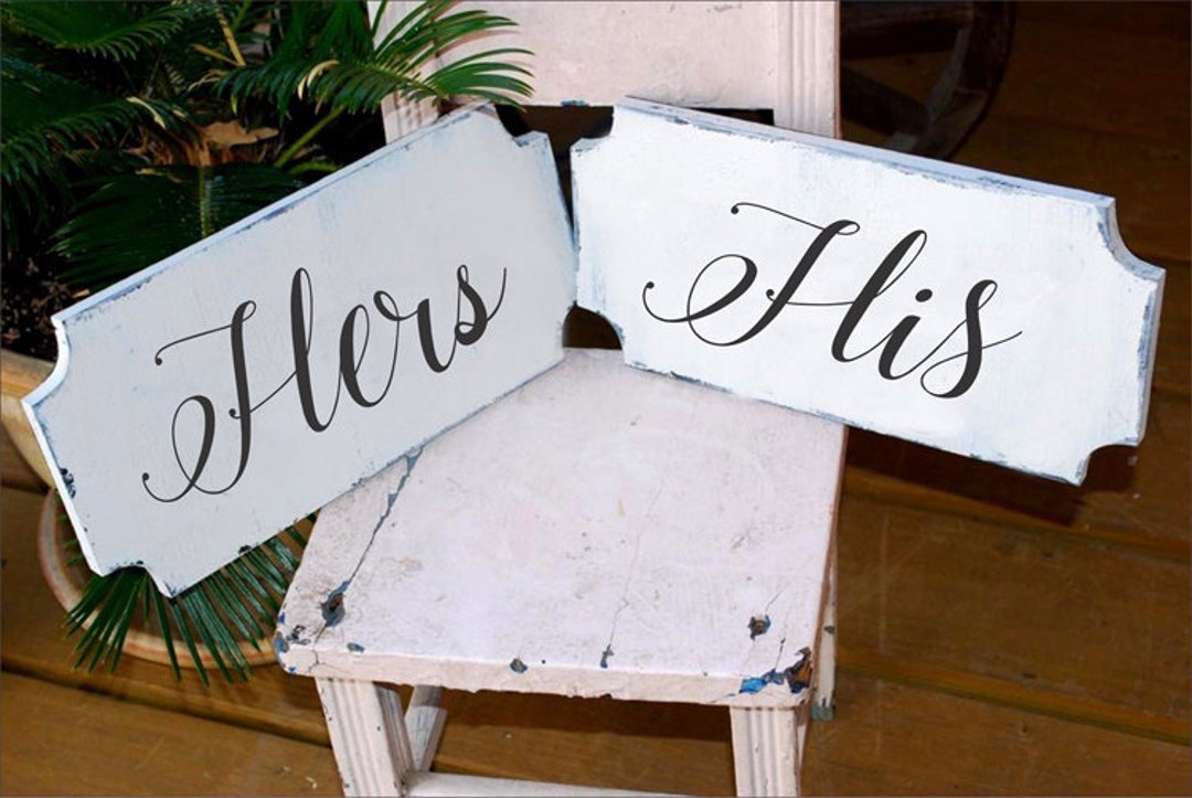 His Her Signs | Wedding Chair Signs | Wedding Photo | 10"x5" | Chair ...