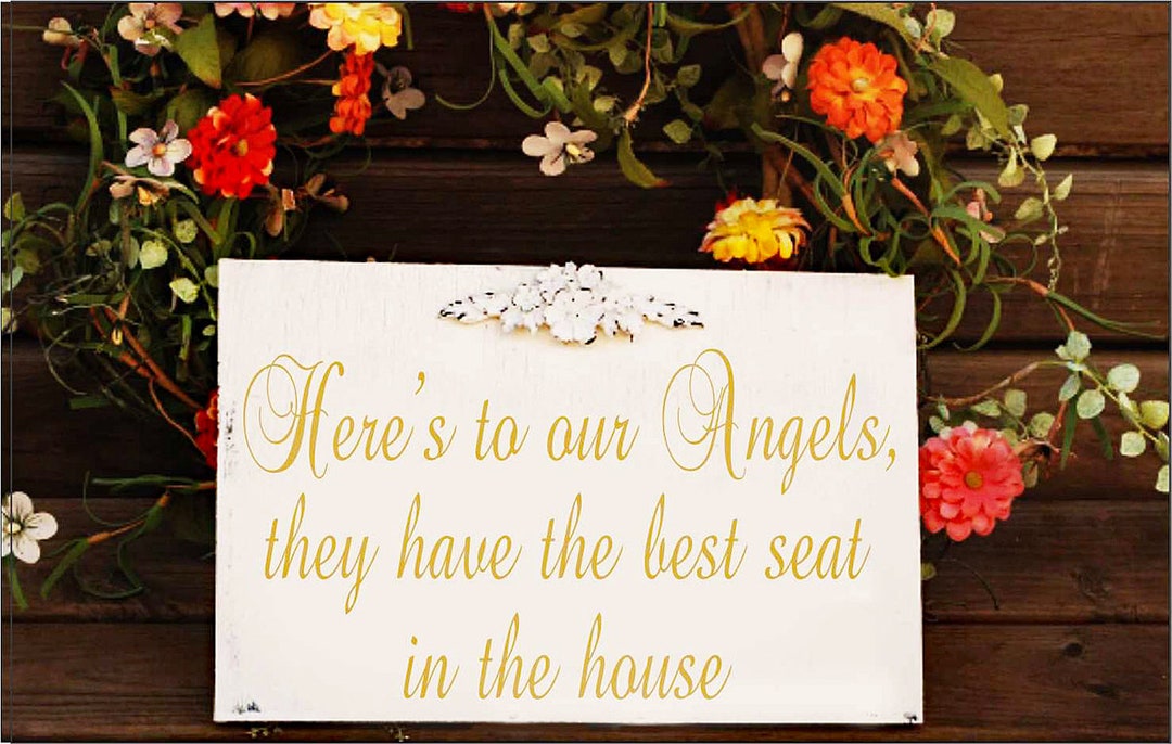 Here's to Our Angels Sign | Wedding Sign | 10x12 | Tribute Table Sign ...