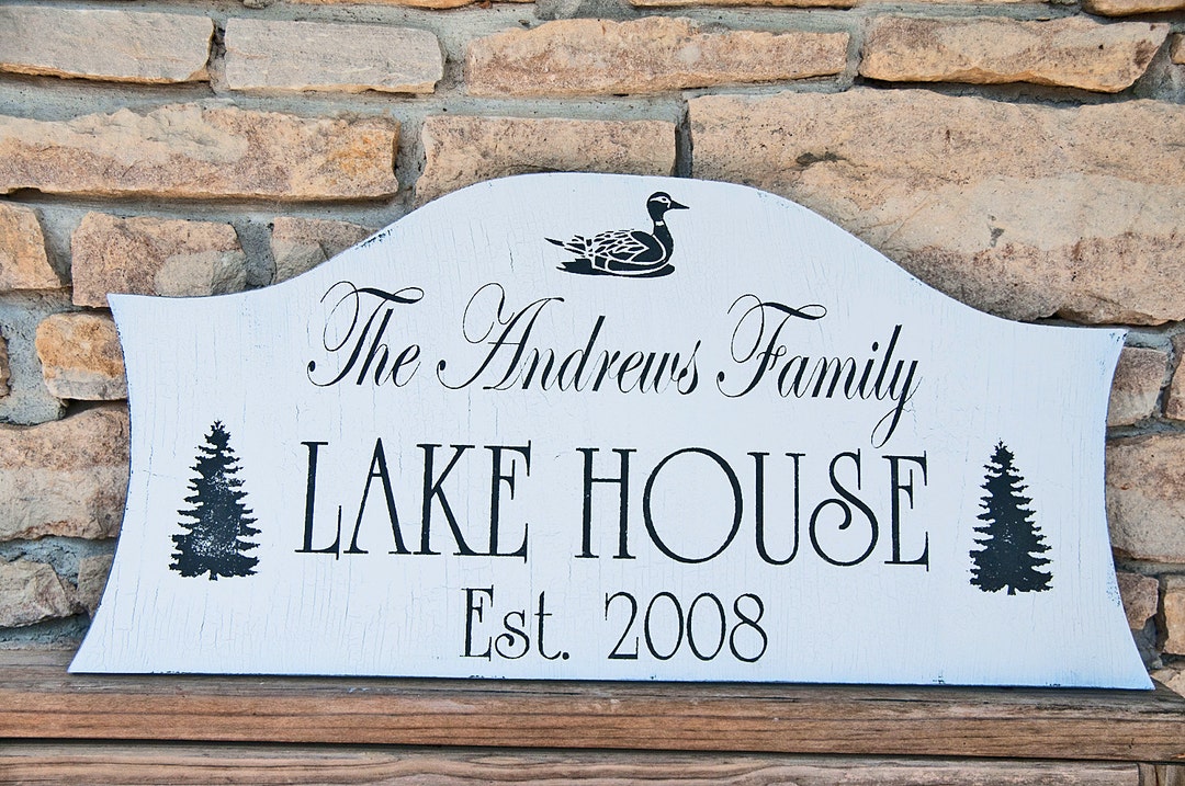 Custom LAKE House Sign - CABIN Sign - BEACH Home Sign - Farmhouse Style ...