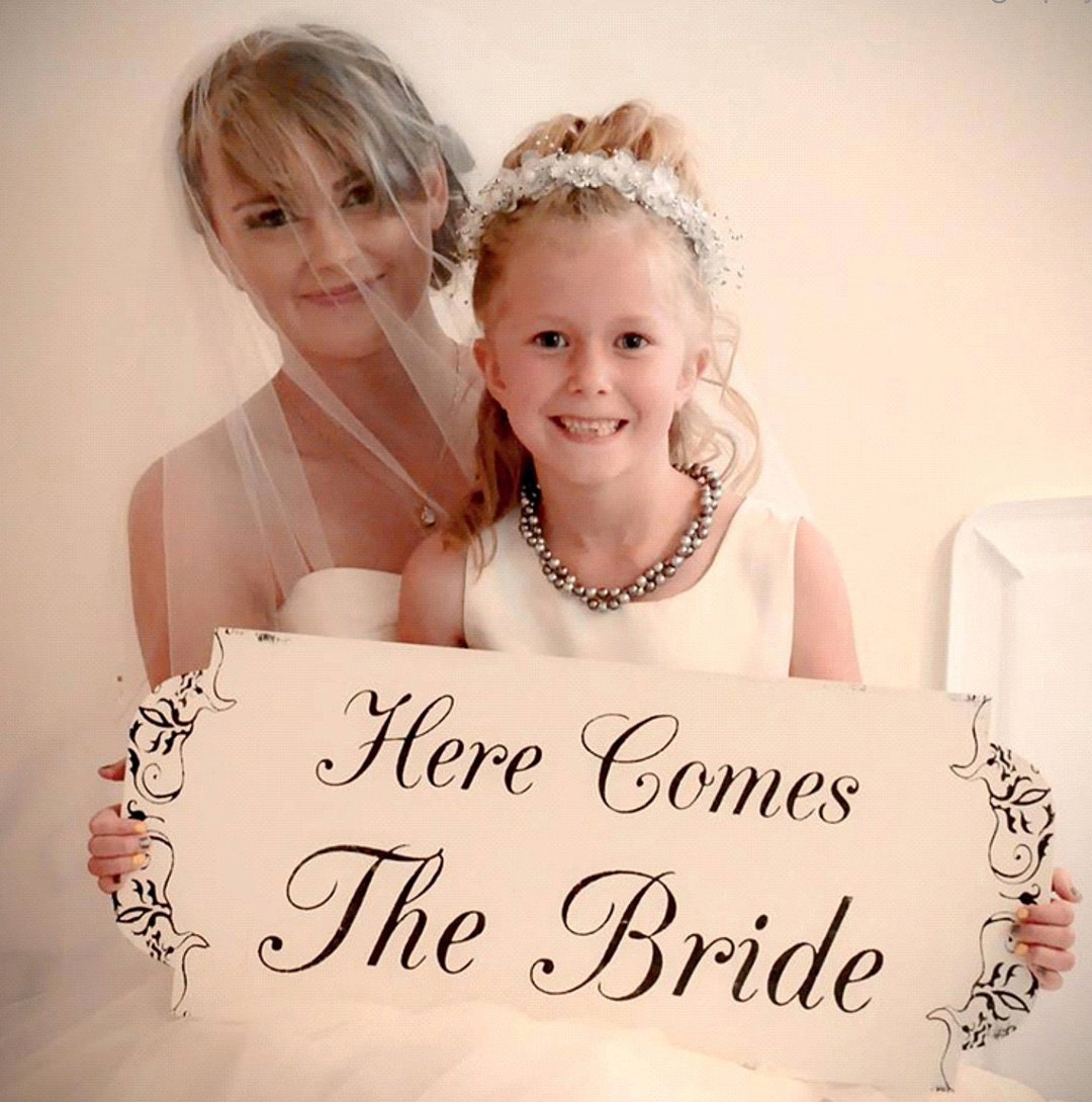 Here Comes the Bride Sign | Flower Girl & Ring Bearer Ceremony Sign ...
