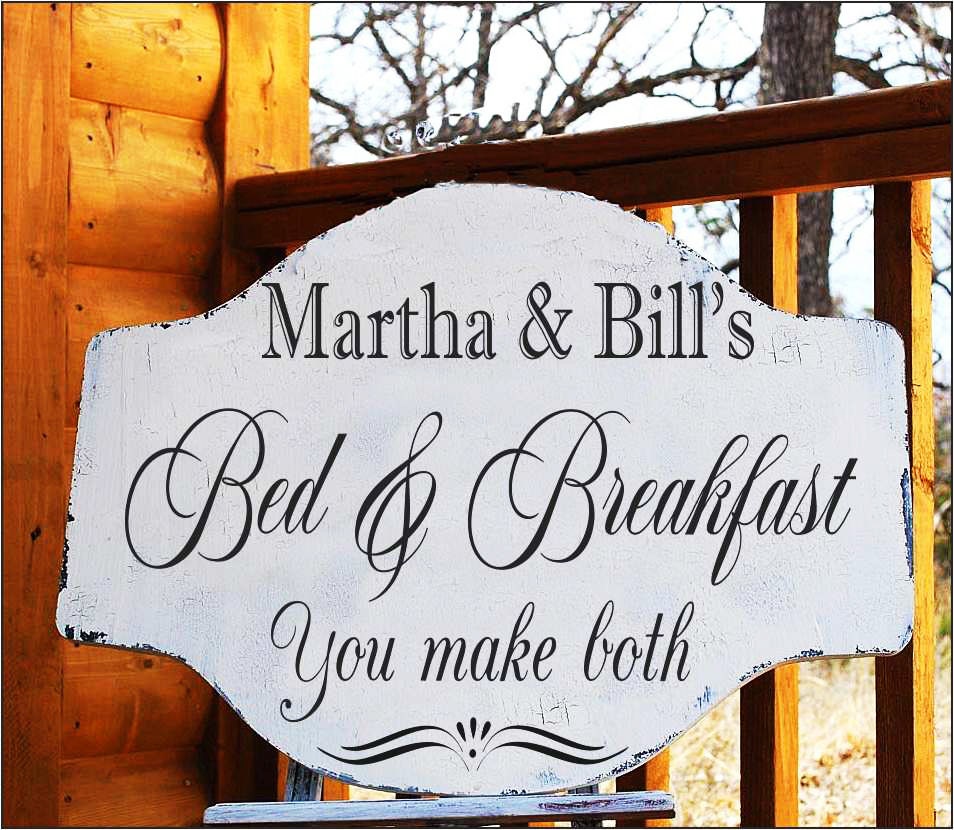 Custom Bed and Breakfast Sign Porch Signs Kitchen Sign Vintage Style ...