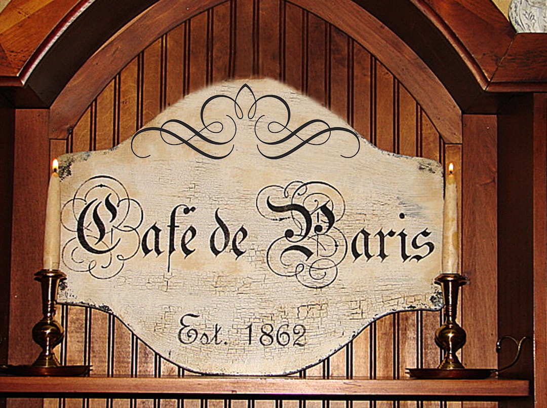 Cafe De Paris Sign French Signs French Country Kitchen Sign Vintage ...