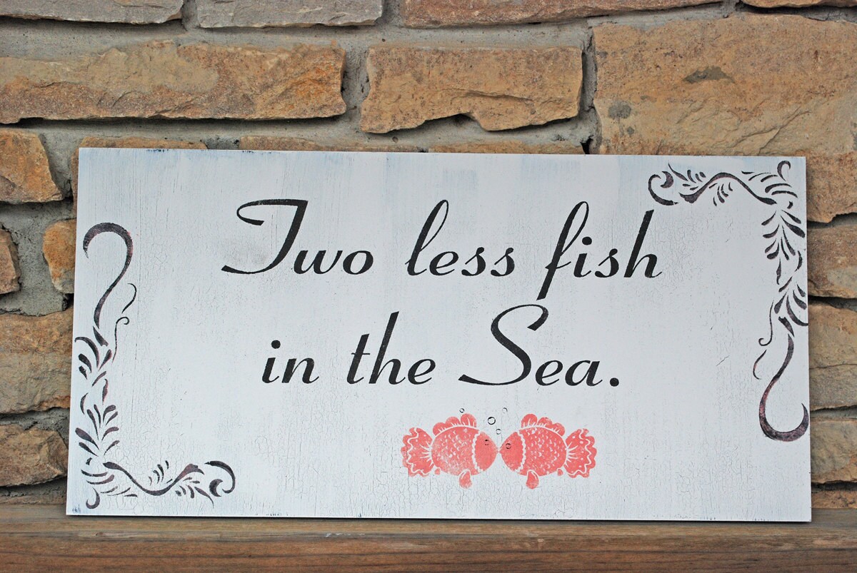 WEDDING Signs Two Less Fish In The SEA 22x10 Beach | Etsy