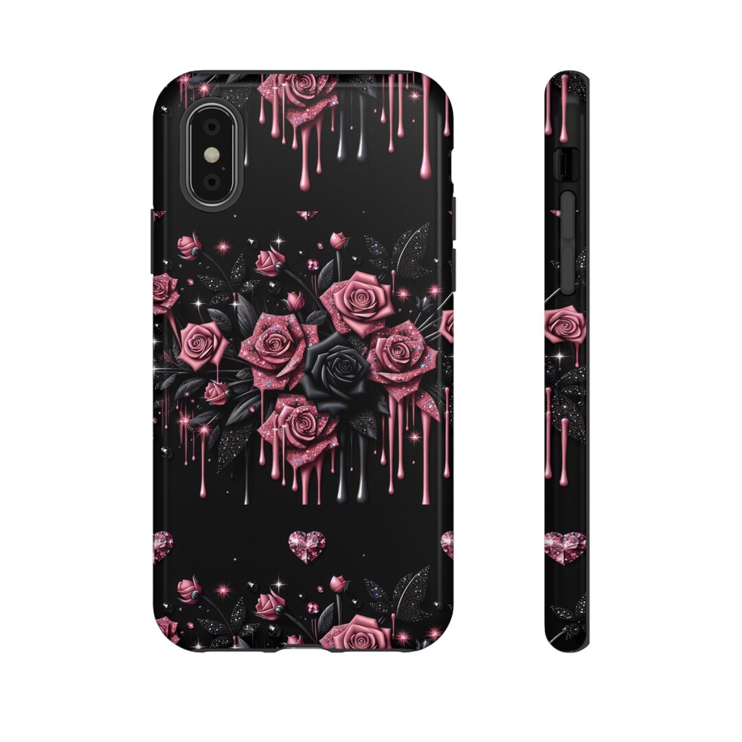 Rose Pattern Paint Drip Tough Cases - Etsy