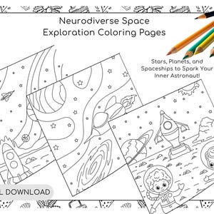 Neurodiversity Space Adventures Coloring Pages, Planets, Stars, and ...