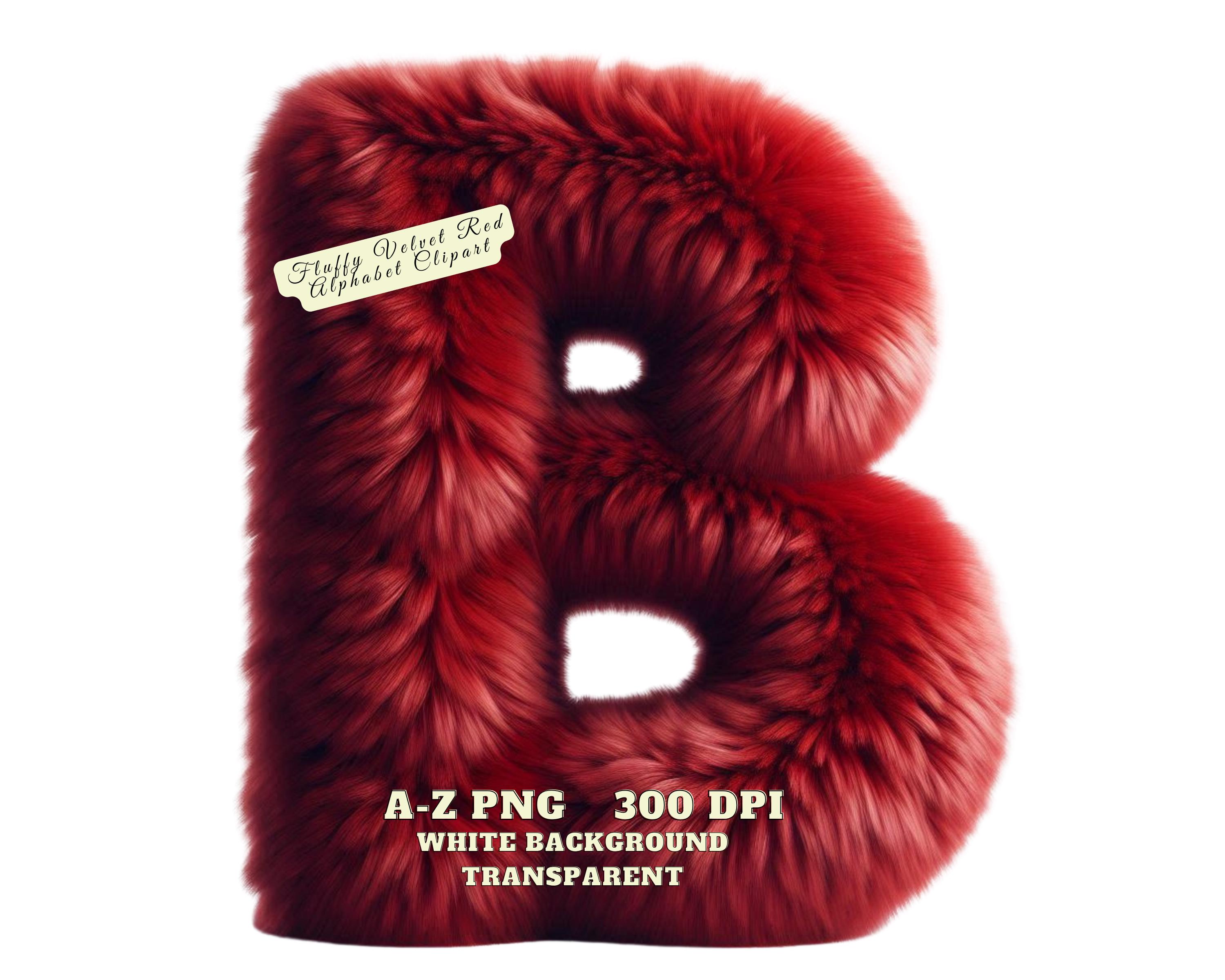 Alphabet Clipart, Fluffy Furry Alphabet PNG, Fluffy Velvet Red Alphabet ...