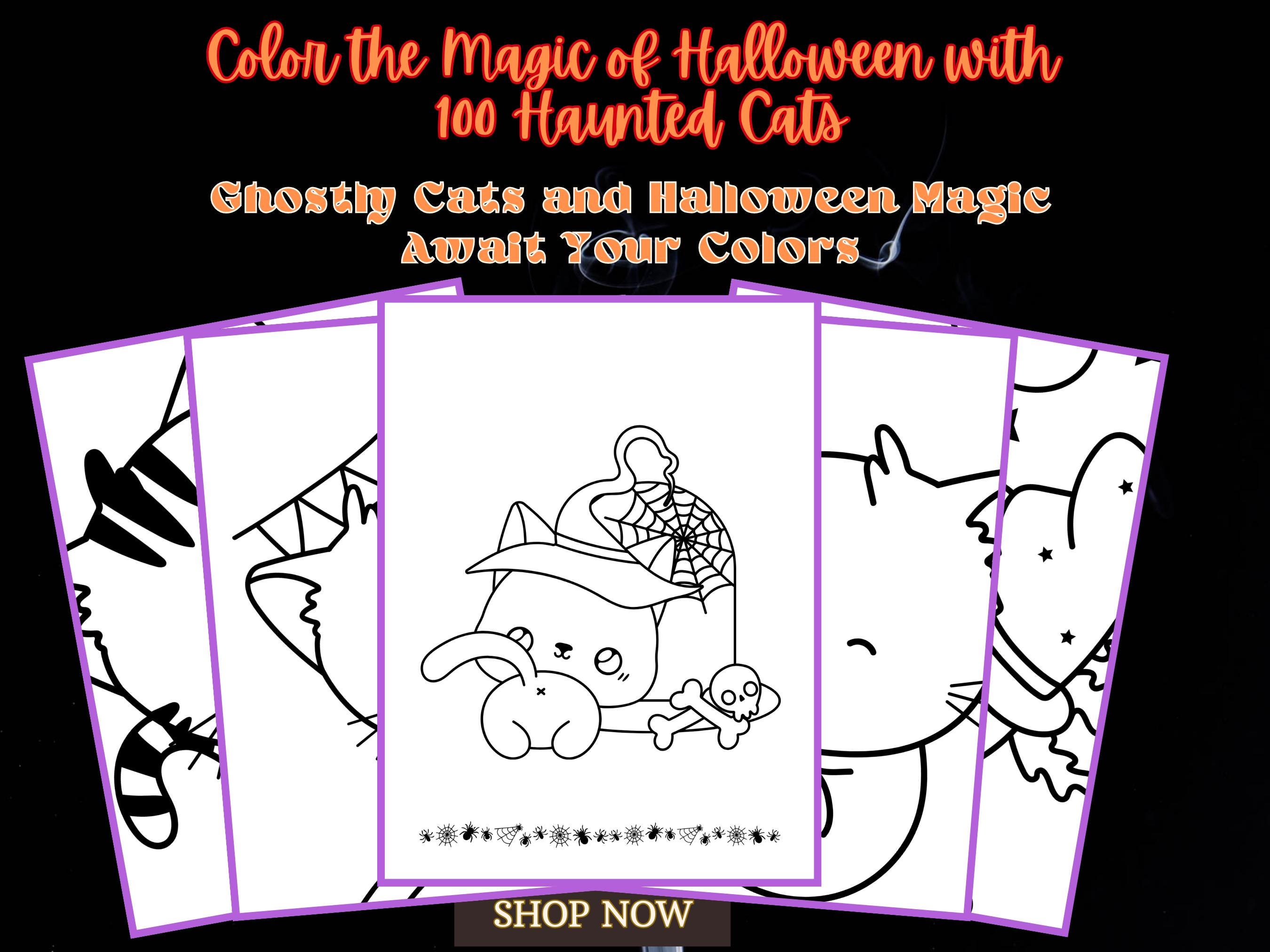 Halloween Spooky Cat Coloring Pages, Halloween Color Pages Cats, Cats ...