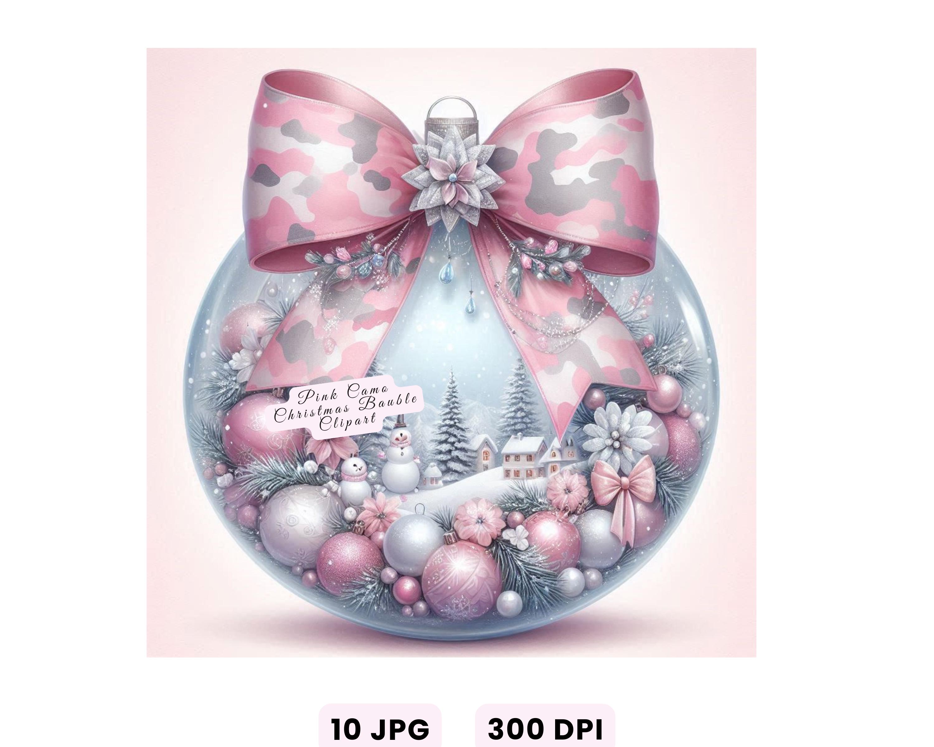 Pink Christmas Bauble Clipart, 10 Christmas Balls Clipart, Elegant Xmas ...
