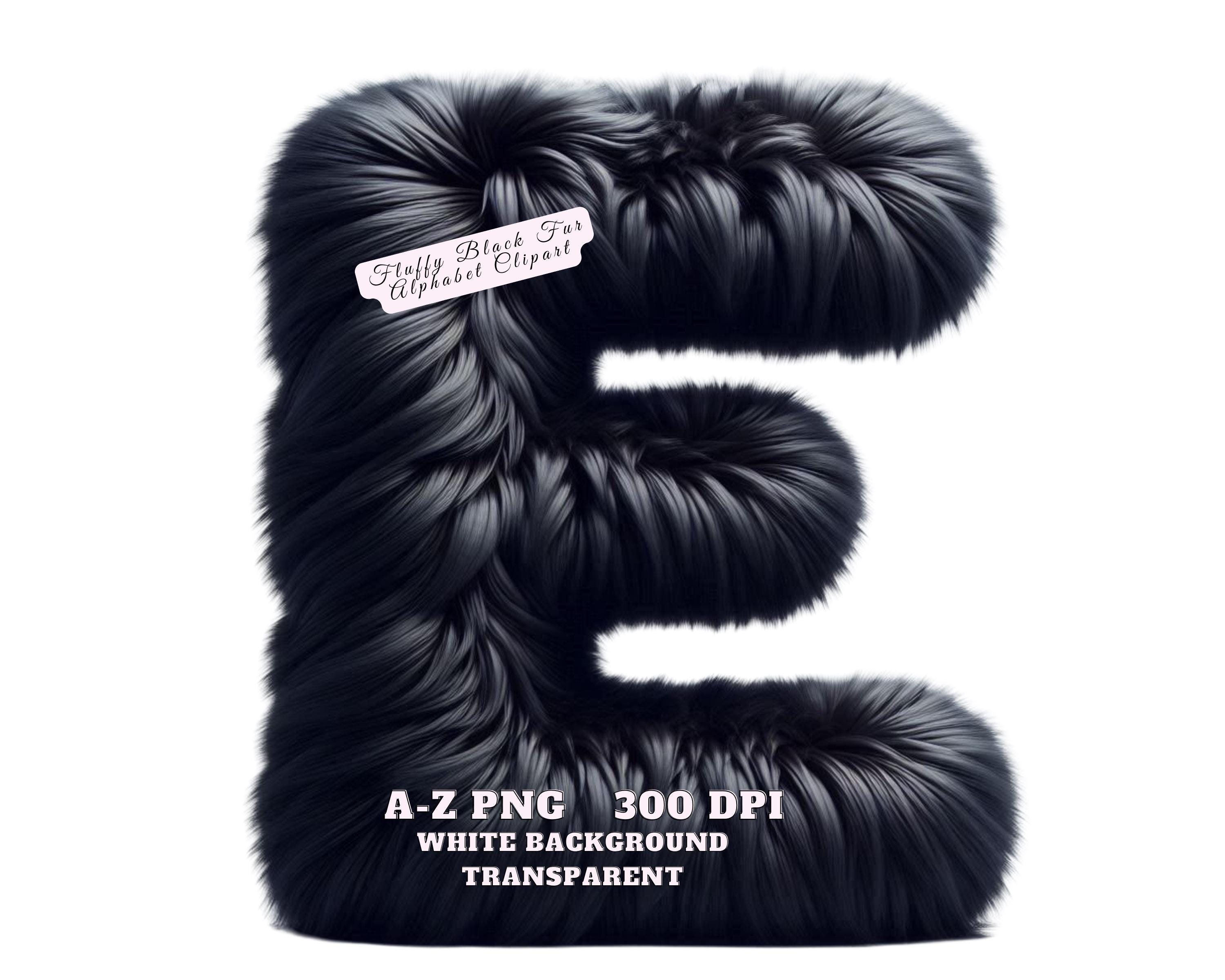 Black Fluffy Alphabet Clipart, Black Fur Letters PNG, Soft Furry Font ...