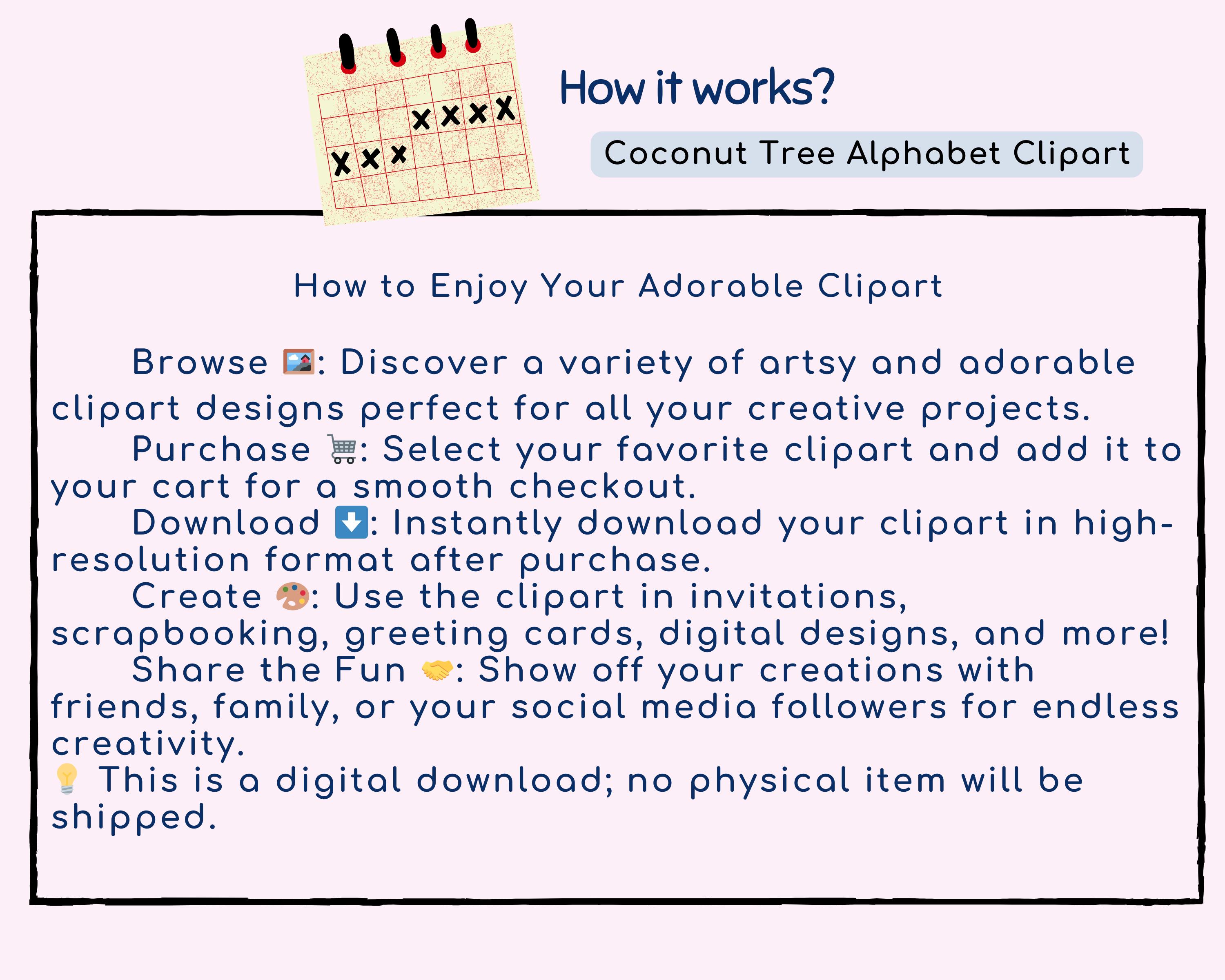 Tropical Coconut Alphabet Clipart, Coconut Tree Alphabet PNG, Fruity ...