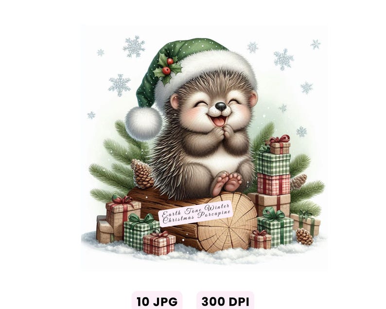 Christmas Winter Porcupine Clipart Cozy Earth Tone Winter Christmas ...