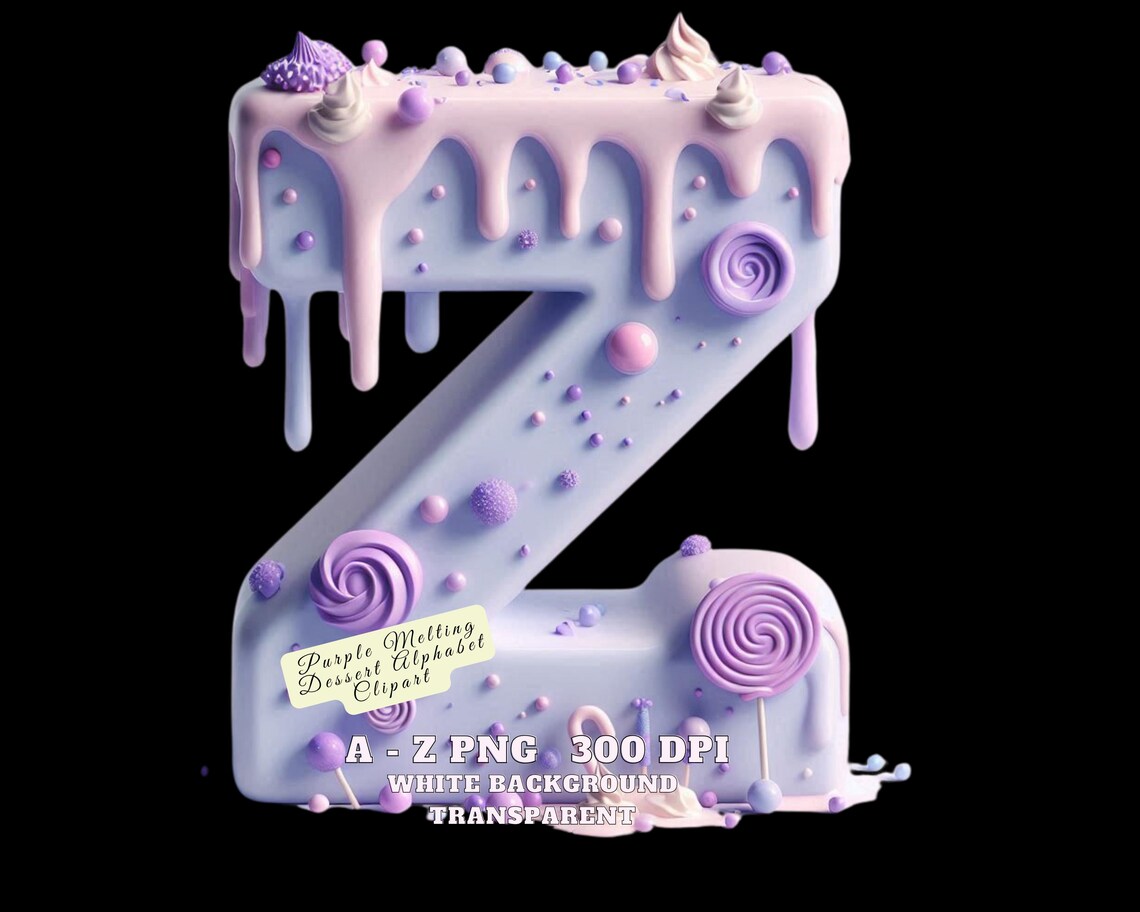 Alphabet Clipart, Purple Melting Dessert Alphabet Clipart, Melting ...