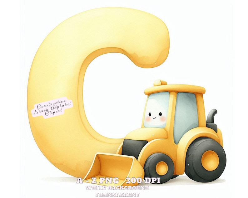 Construction Truck Alphabet Clipart, Fun Construction Themed Letter ...
