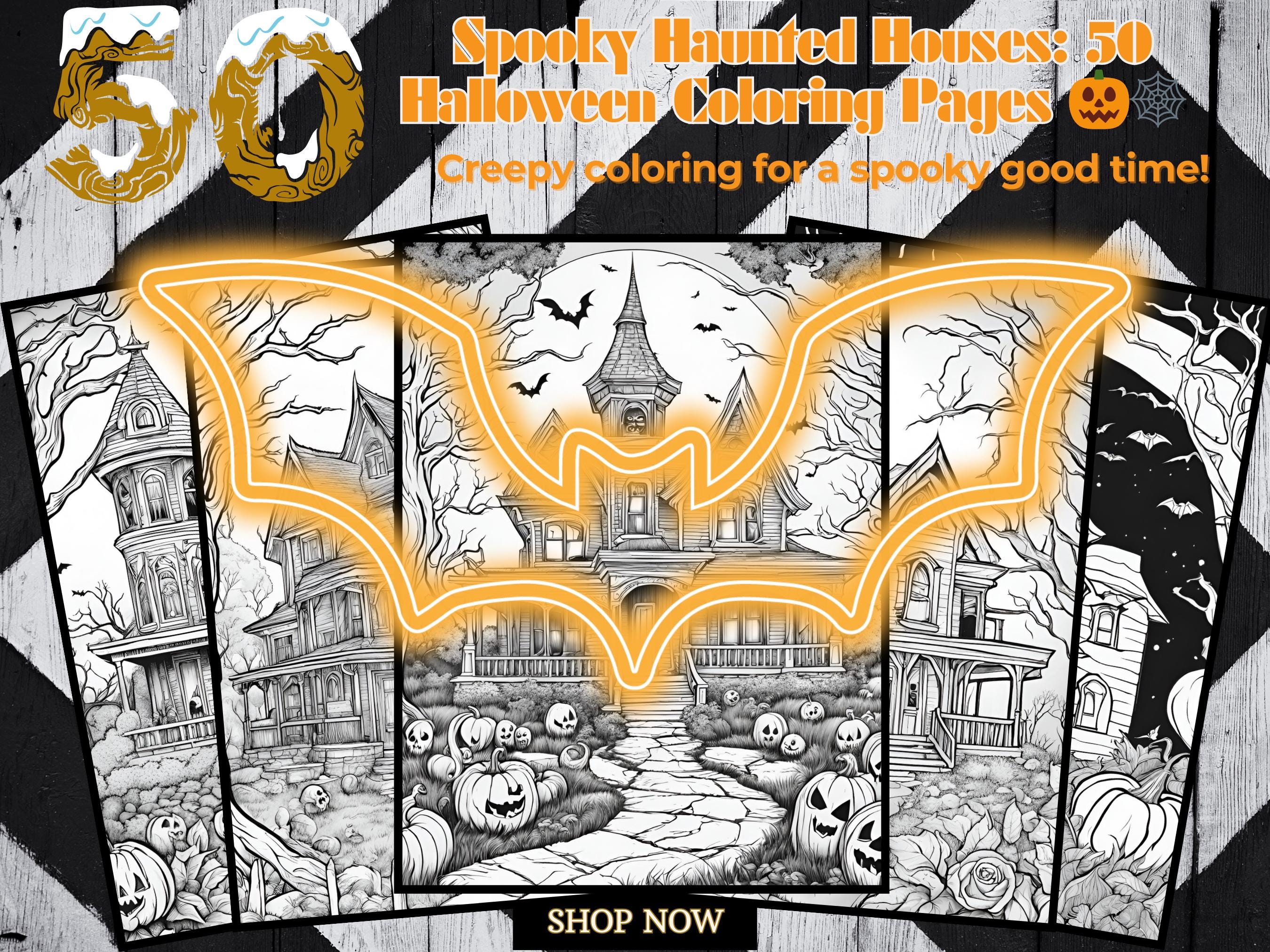 50 Haunted House Coloring Pages for Adults Haunted House Coloring Sheet ...