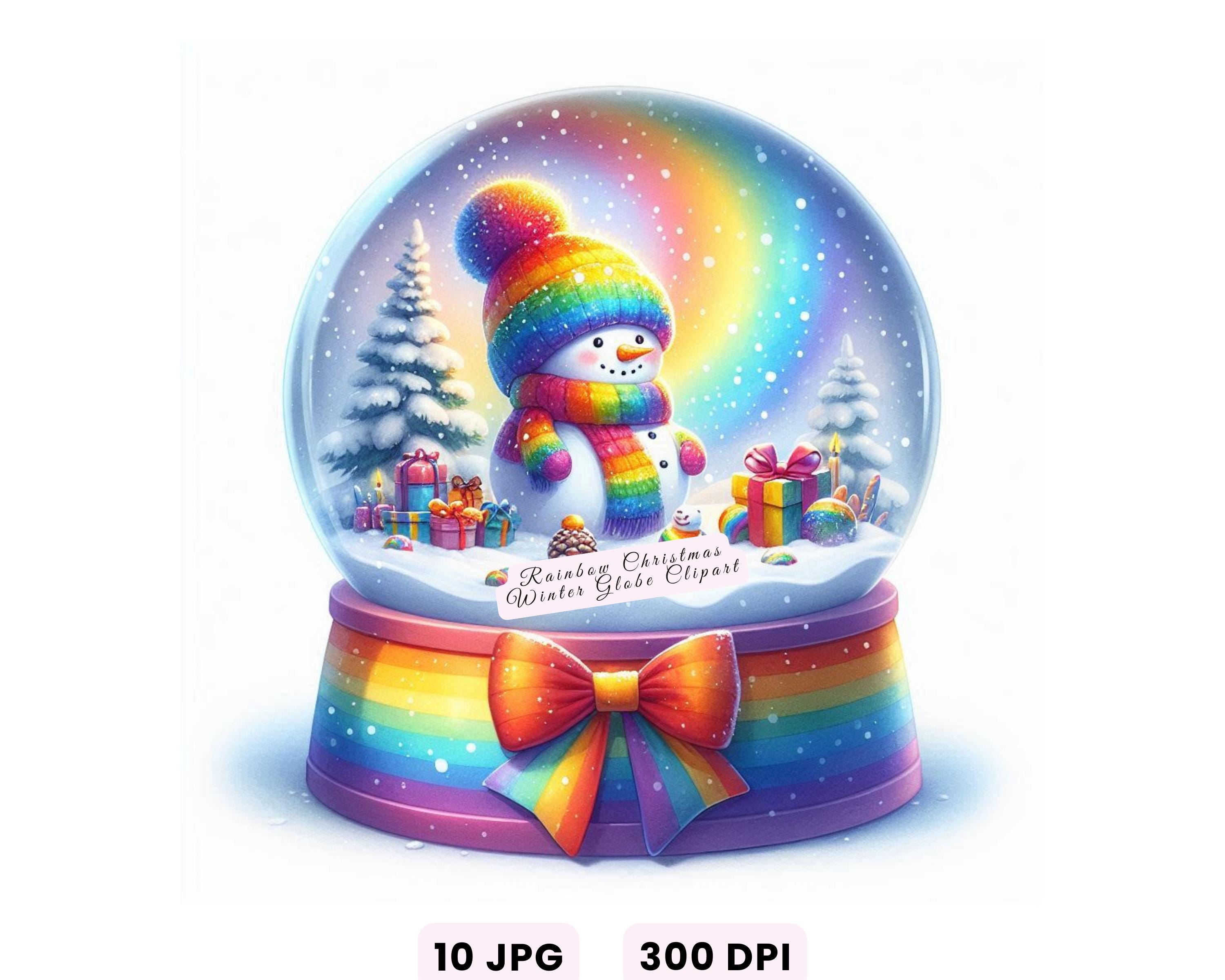 Rainbow Christmas Winter Globe Clipart, Magical Rainbow Winter Globe ...