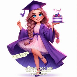 Purple Graduation Girl Clipart PNG, Cute Graduate Digital Download ...