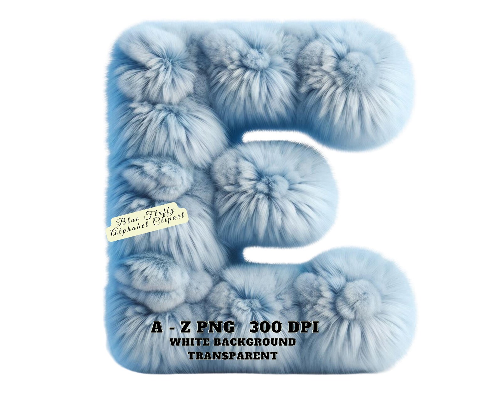 Blue Fluffy Alphabet Clipart, Blue Fur Letters PNG, Soft Furry Font PNG ...