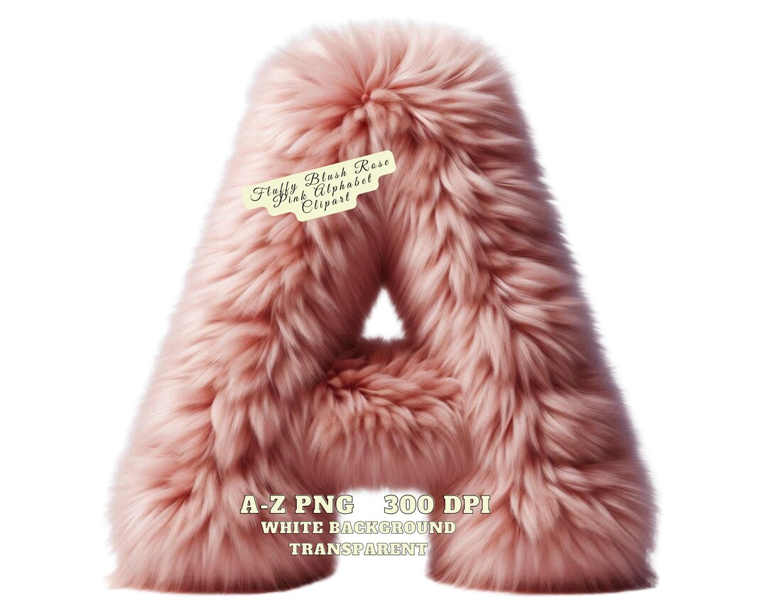 Alphabet Clipart, Pink Fluffy Alphabet Clipart, Furry Font PNG, Cute ...