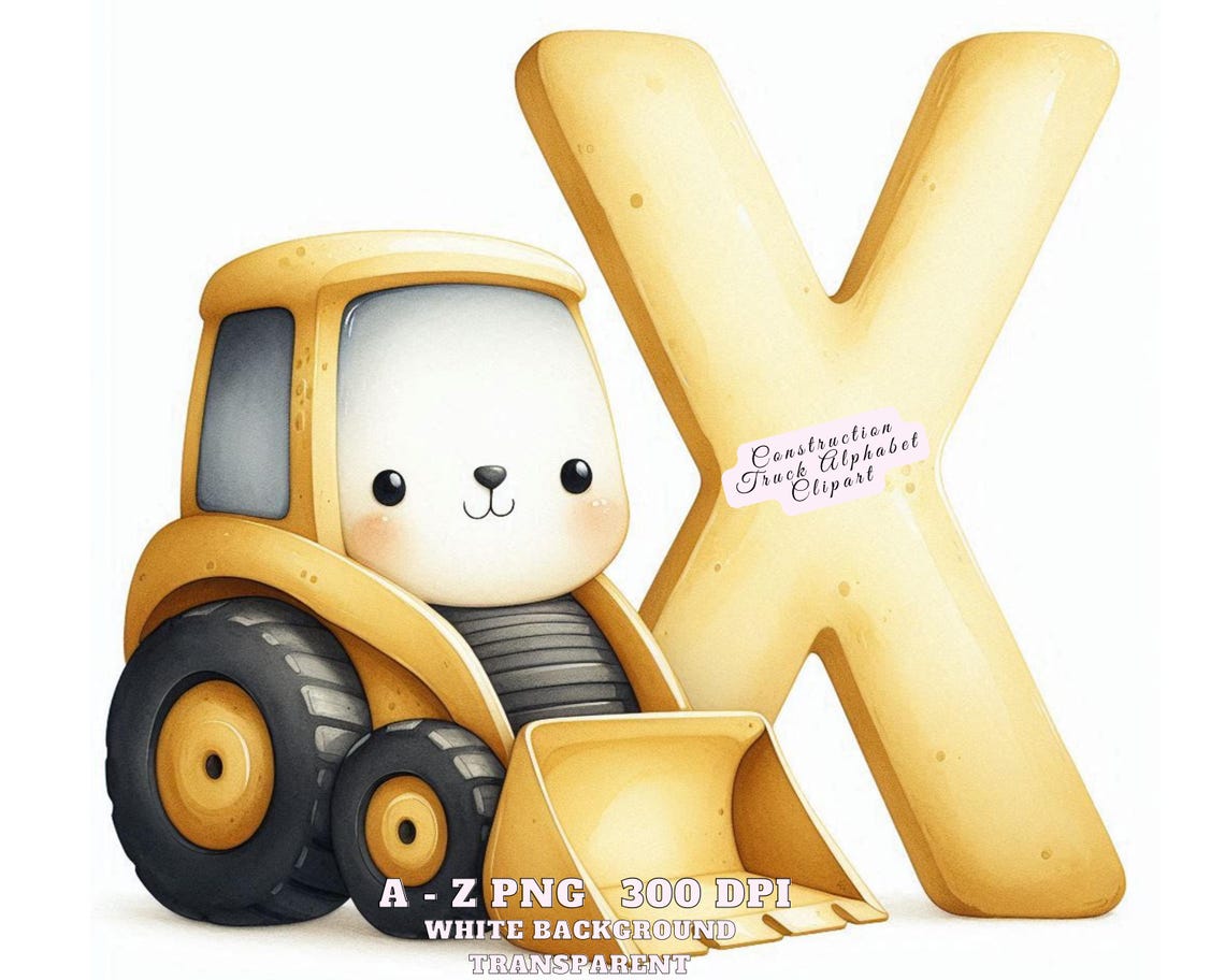 Construction Truck Alphabet Clipart, Fun Construction Themed Letter ...
