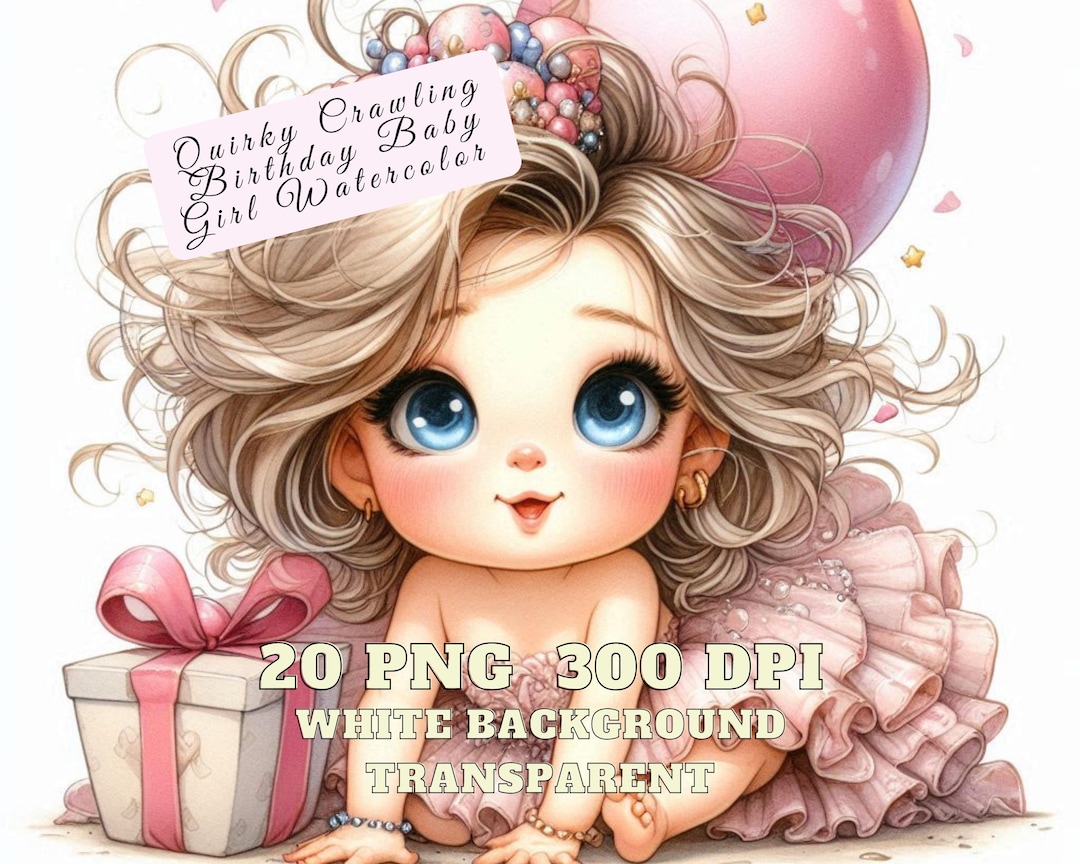 Quirky Baby Crawling Clipart, Quirky Crawling Birthday Baby Girl ...