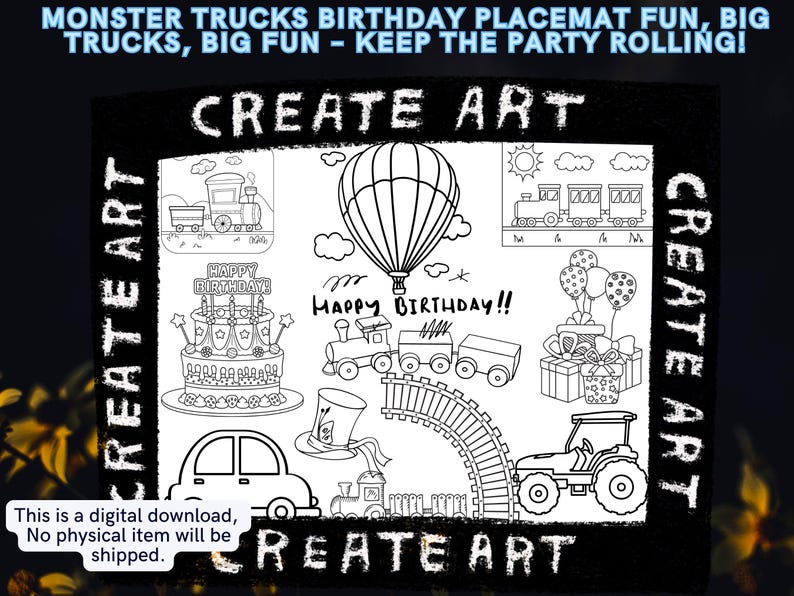 Birthday Monster Big Truck Birthday Placement Activity Sheets ...