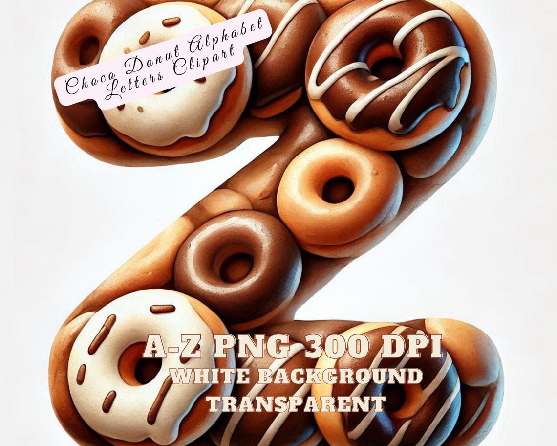 Donut Alphabet Letters, Donut 3D Letters PNG, Donut Alphabet Clipart ...