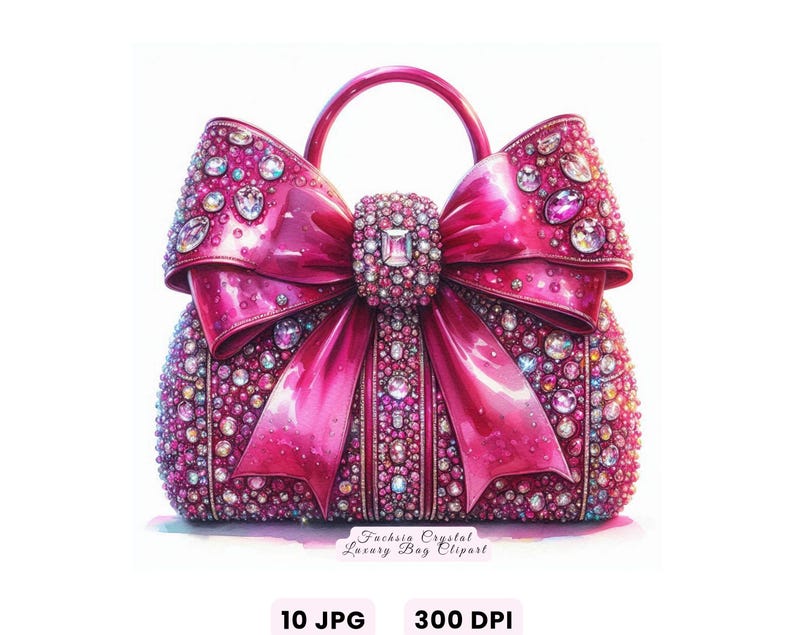 Luxury Bag Clipart, Fuchsia Crystal Luxury Bag Clipart, Ultra-high-res ...