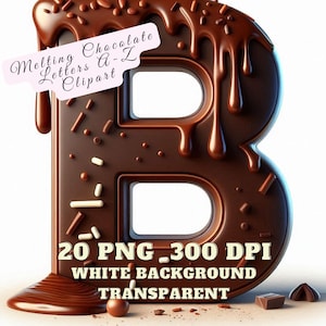 Chocolate Alphabet Clipart, Melting Chocolate Letters A-Z Clipart, 3D ...