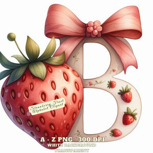 Strawberry Alphabets Clipart, PNG Digital Clip Art, Strawberry Letters ...