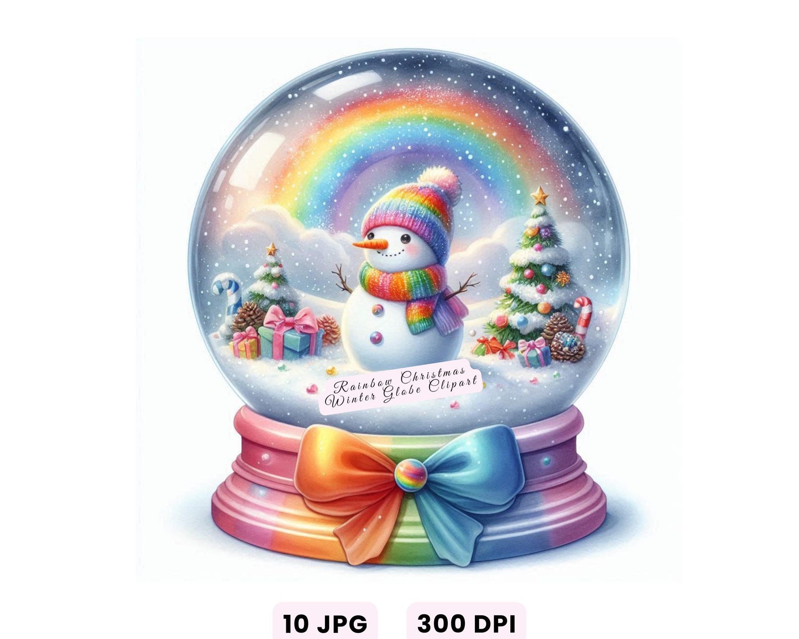 Rainbow Christmas Winter Globe Clipart, Magical Rainbow Winter Globe ...