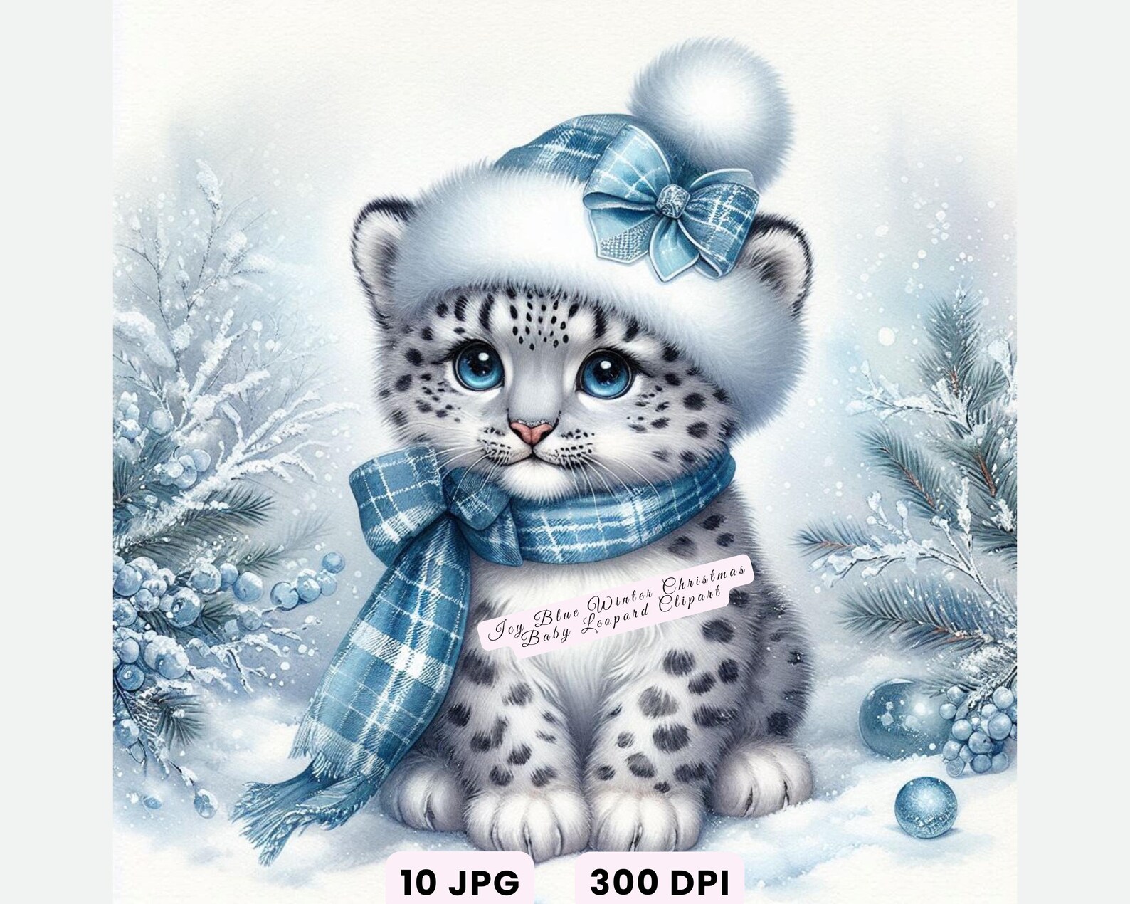 Christmas Animals Clip Art, 10 High Res Watercolor Jpgs Winter Animals ...