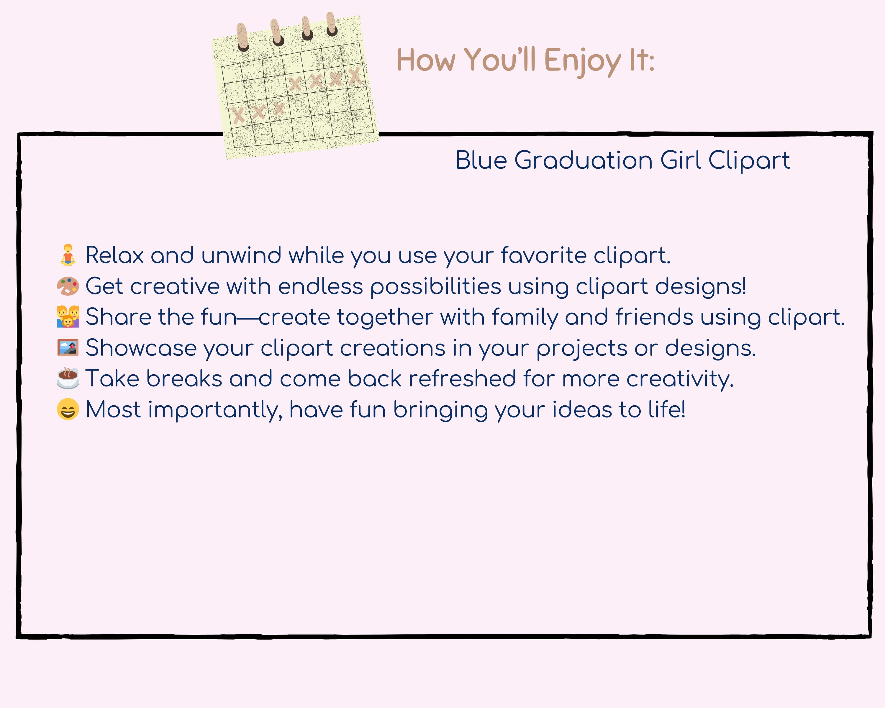 Blue Graduation Girl Clipart PNG, Cute Graduate Digital Download, Class ...