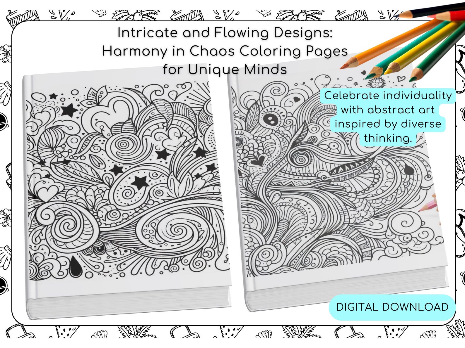 Abstract Coloring Pages Celebrating Neurodiversity, Unique Patterns for ...