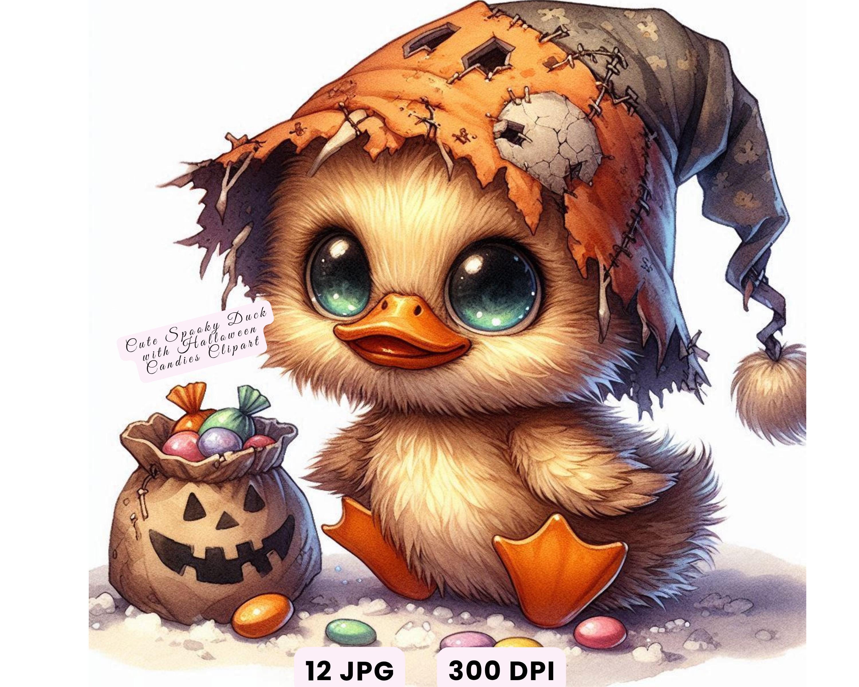 Spooky Halloween Duck Clipart, Halloween Duck Clipart, Adorable Spooky ...