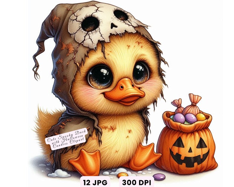 Spooky Halloween Duck Clipart, Halloween Duck Clipart, Adorable Spooky ...