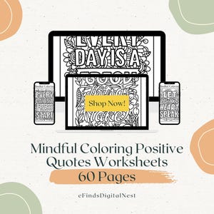 Mindful Coloring Worksheets With Positive Quotes, Adult Coloring Pages ...