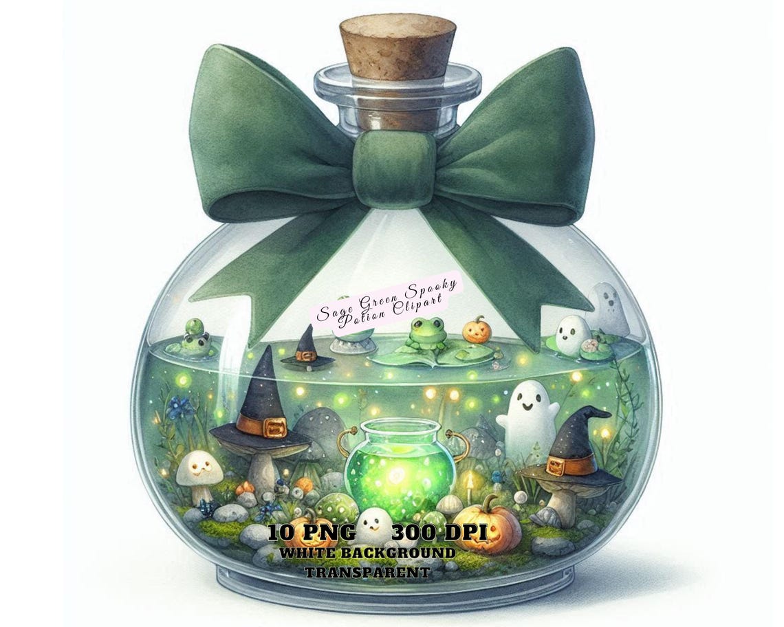 Spooky Potion Glass Jar Clipart, 10 Halloween Spooky Jar Clipart ...